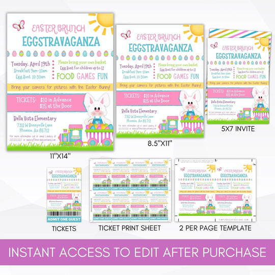 Easter Brunch Invite Flyer Ticket Bundle – Simple Desert Designs