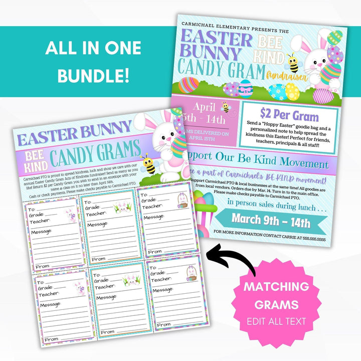 Easter Bunny Be Kind Candy Gram Fundraiser Bundle | Simple Desert Designs
