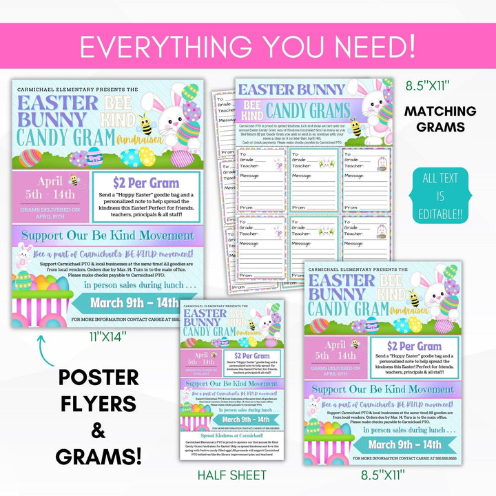 Easter Bunny Be Kind Candy Gram Fundraiser Bundle | Simple Desert Designs