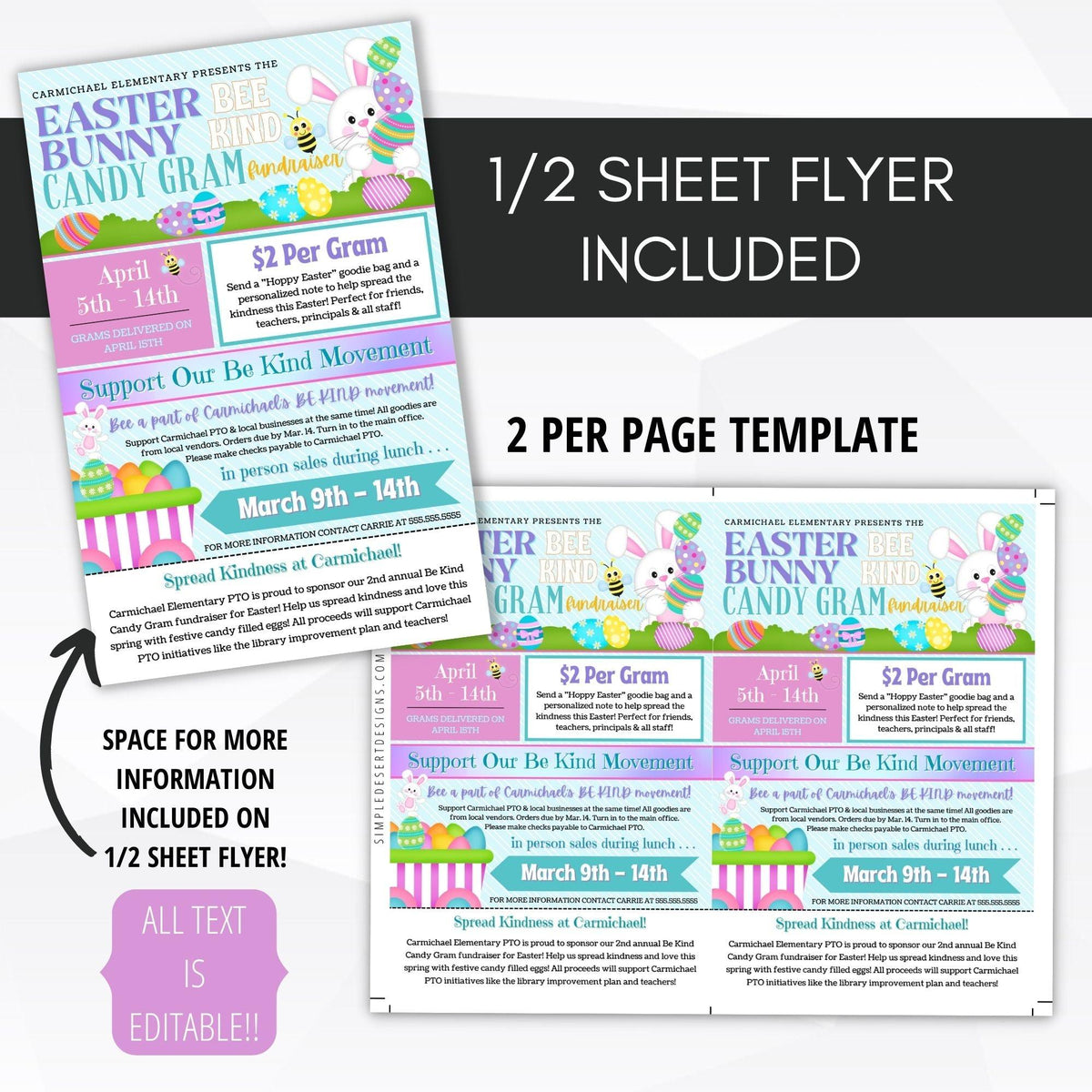 Easter Candy Gram Flyer Template - Simple Desert Designs