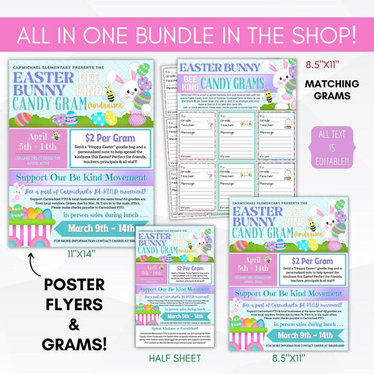 Easter Bunny Candy Gram Fundraiser Flyers – Simple Desert Designs