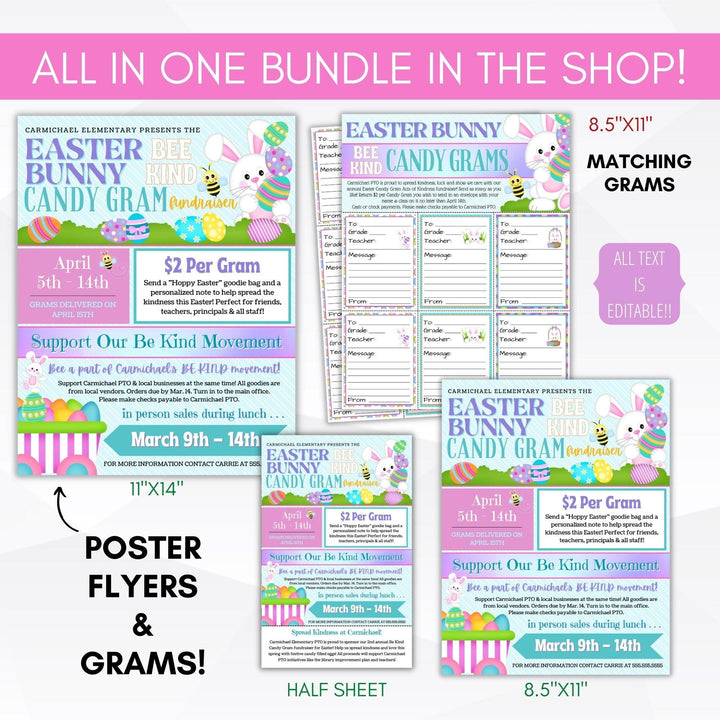 Easter Bunny Candy Gram Fundraiser Flyers – Simple Desert Designs