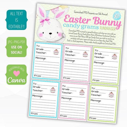 Easter Bunny Candy Gram Sheet – Simple Desert Designs