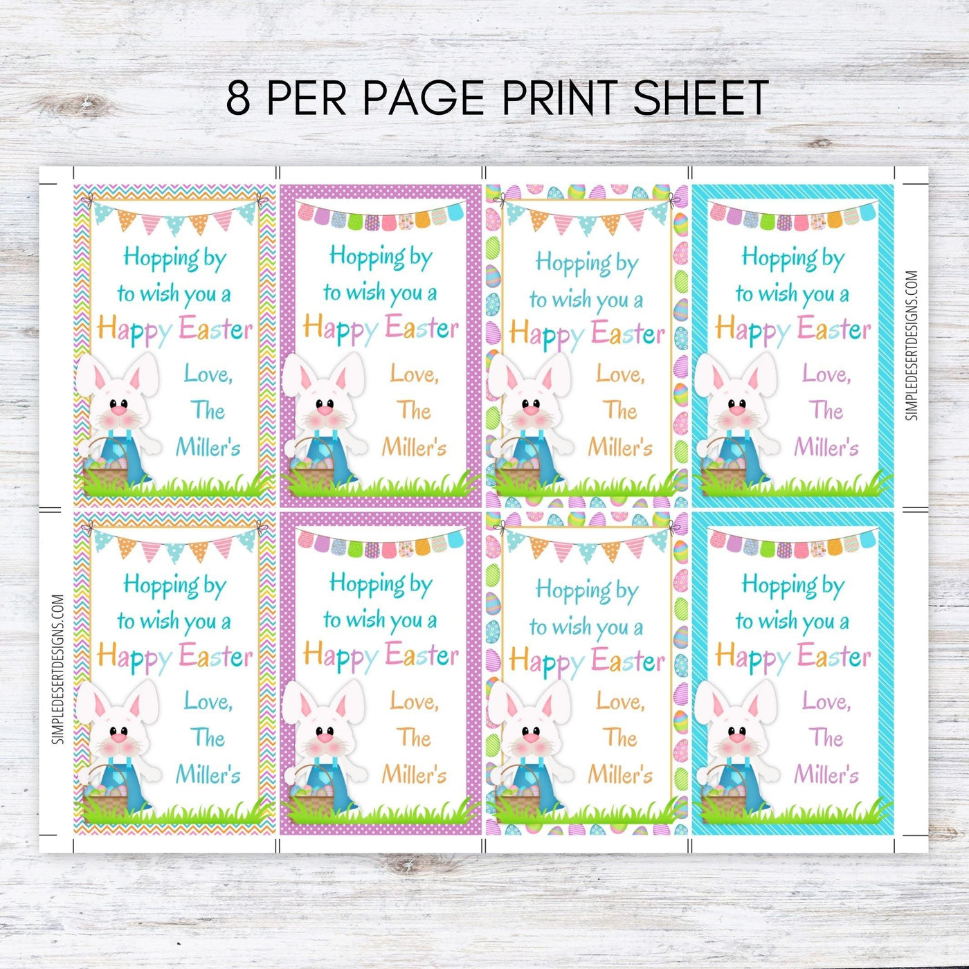 Editable Easter Bunny Gift Tags - Simple Desert Designs