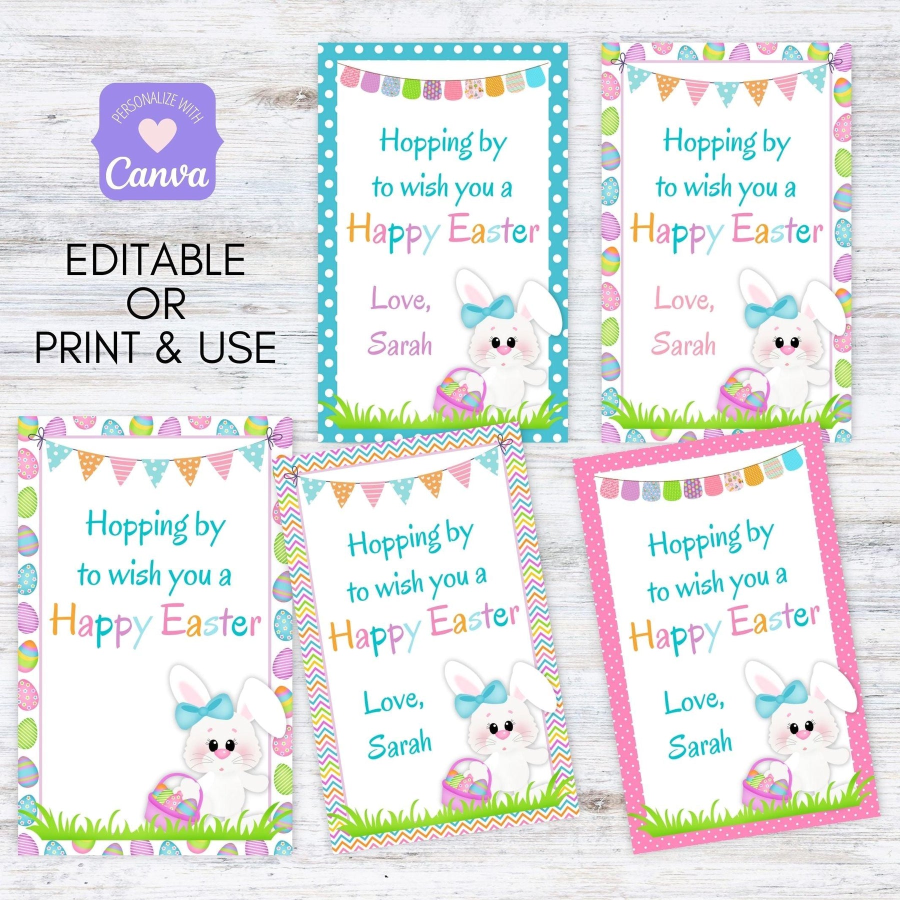 Editable Easter Bunny Girl Favor Tags – Simple Desert Designs