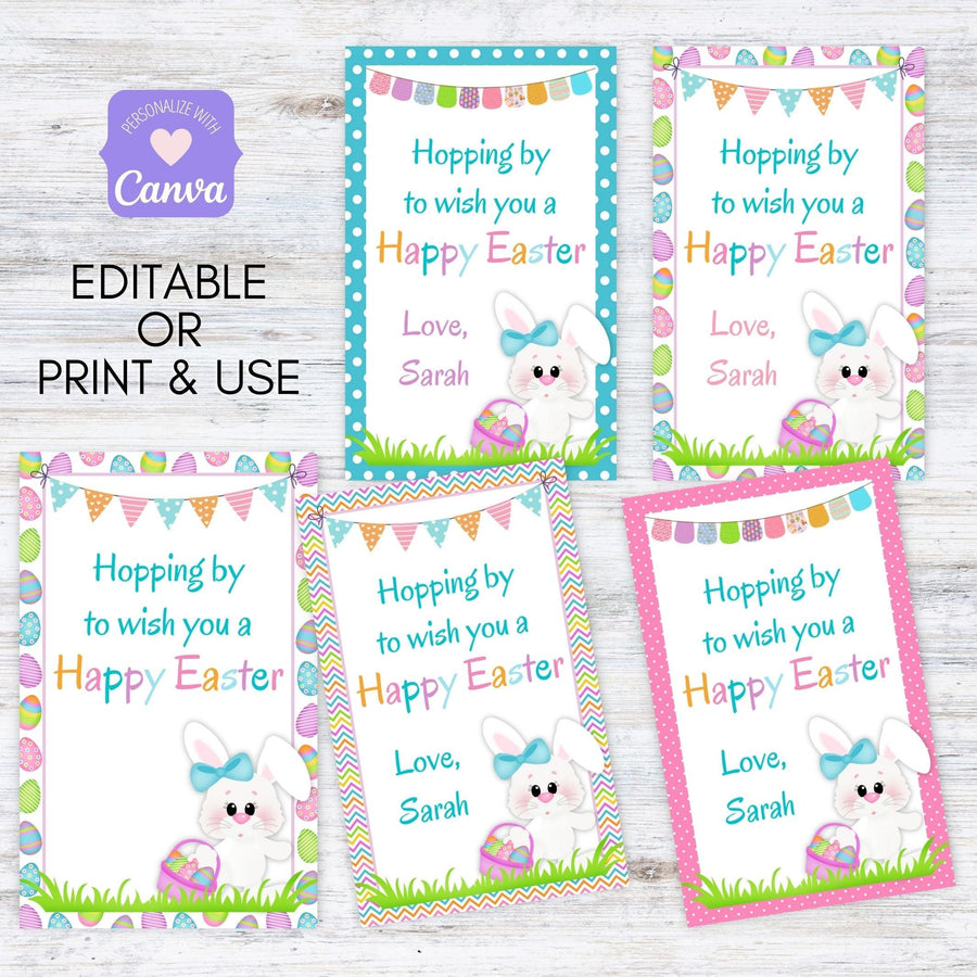 Editable Easter Bunny Girl Favor Tags – Simple Desert Designs