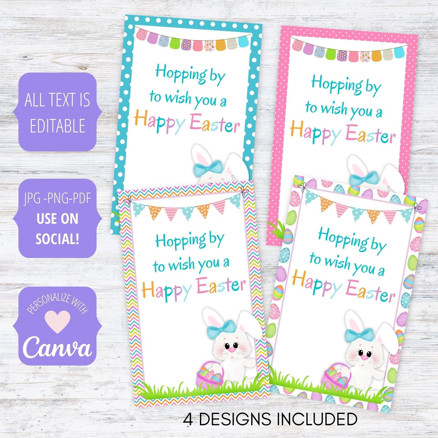 Editable Easter Bunny Girl Favor Tags – Simple Desert Designs