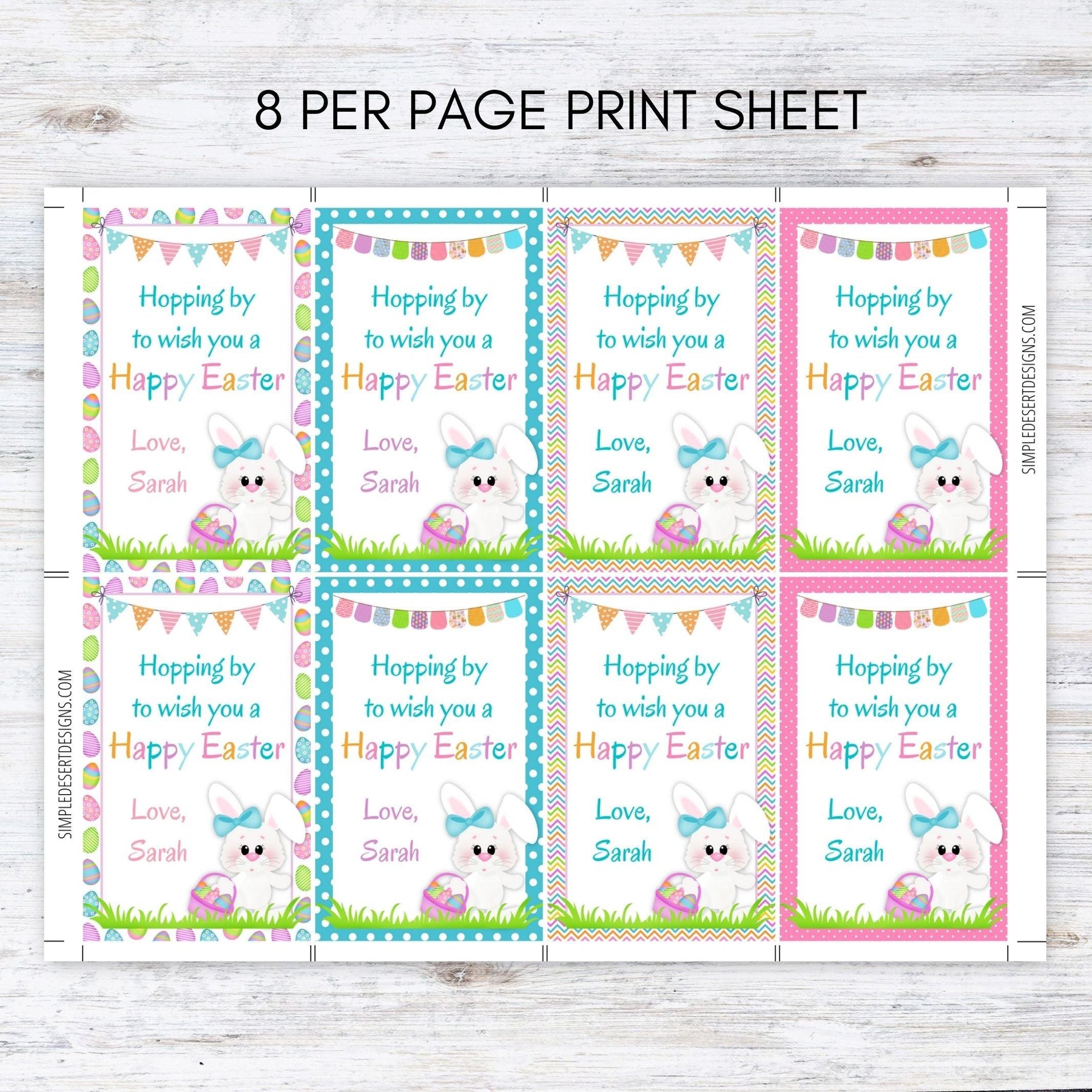 Editable Easter Bunny Girl Favor Tags – Simple Desert Designs