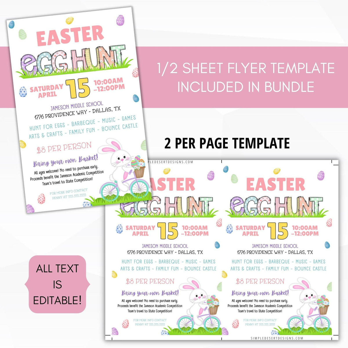 Easter Egg Hunt Flyer Template - Simple Desert Designs