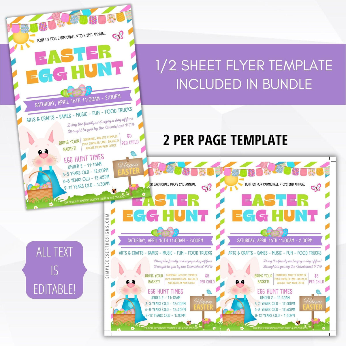 Fun Easter Egg Hunt Flyer Template - Simple Desert Designs