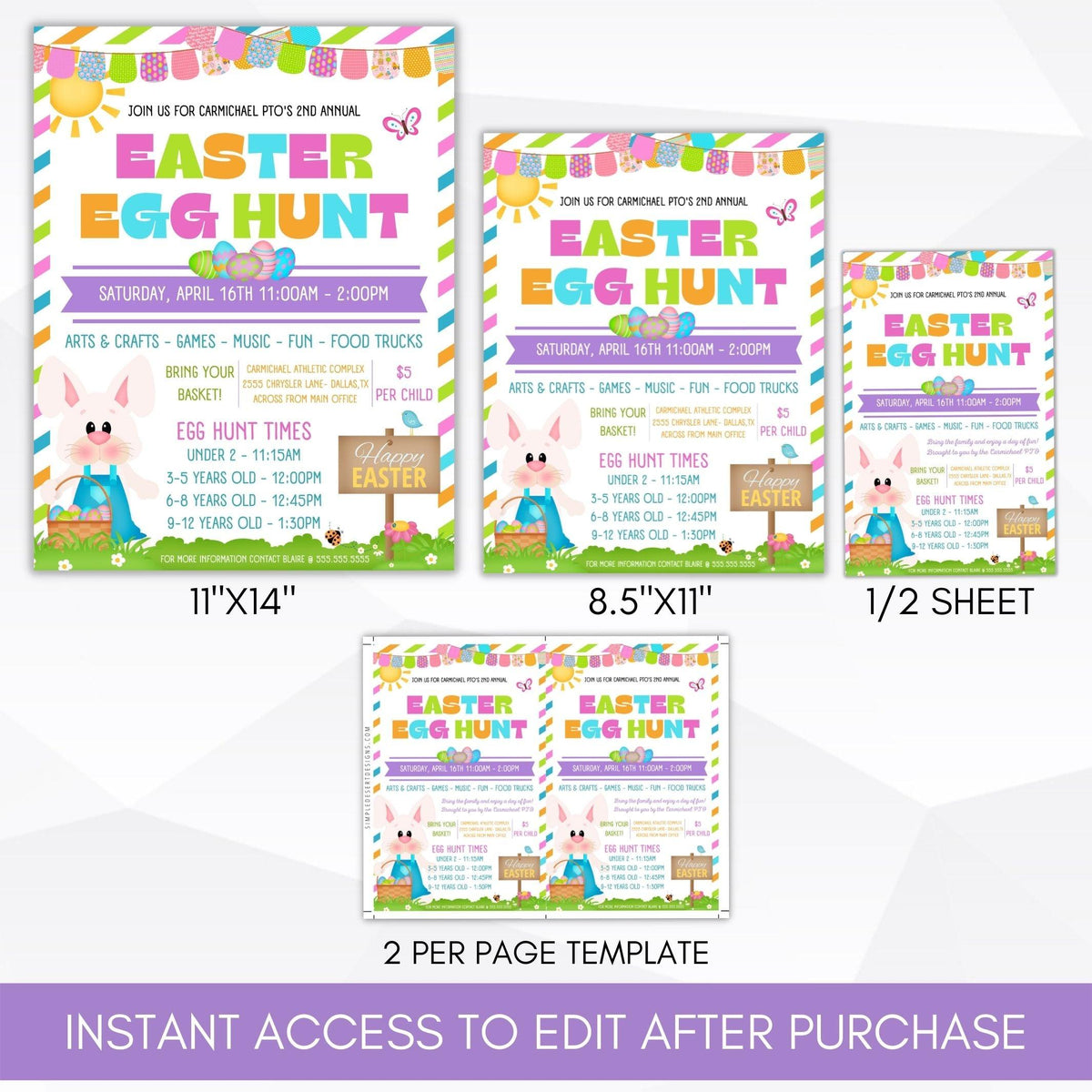 Fun Easter Egg Hunt Flyer Template - Simple Desert Designs