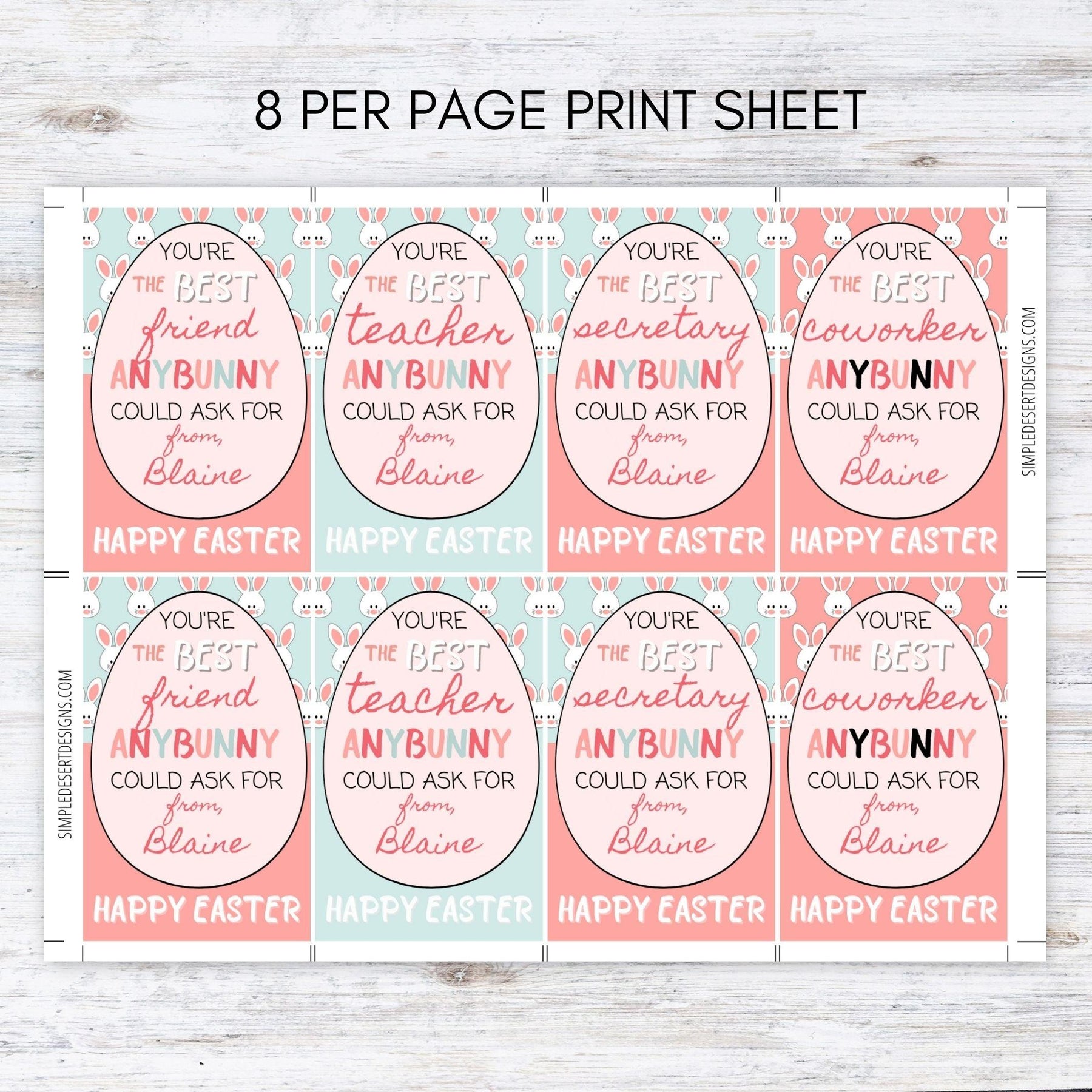 Easter Favor Tags Appreciation Gift Tag – Simple Desert Designs