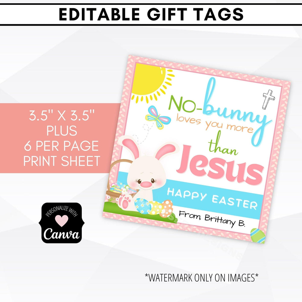 Easter Gift Tag Jesus Loves You Square | Simple Desert Designs