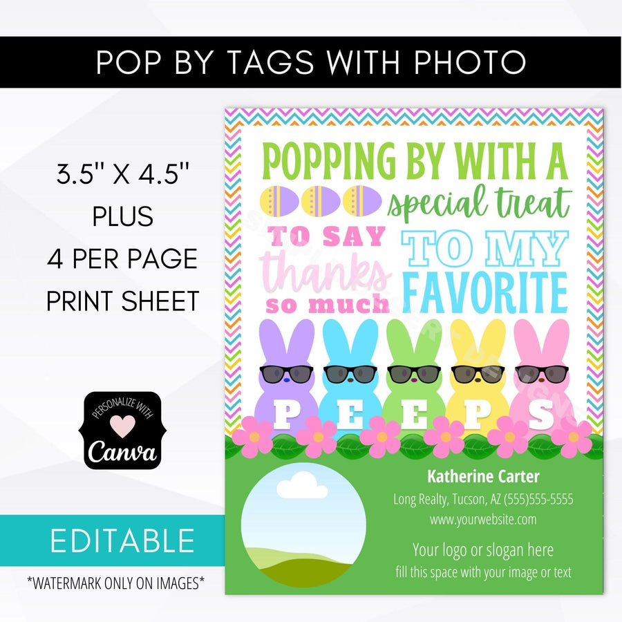 Easter Peeps Pop Bys Tag Editable – Simple Desert Designs
