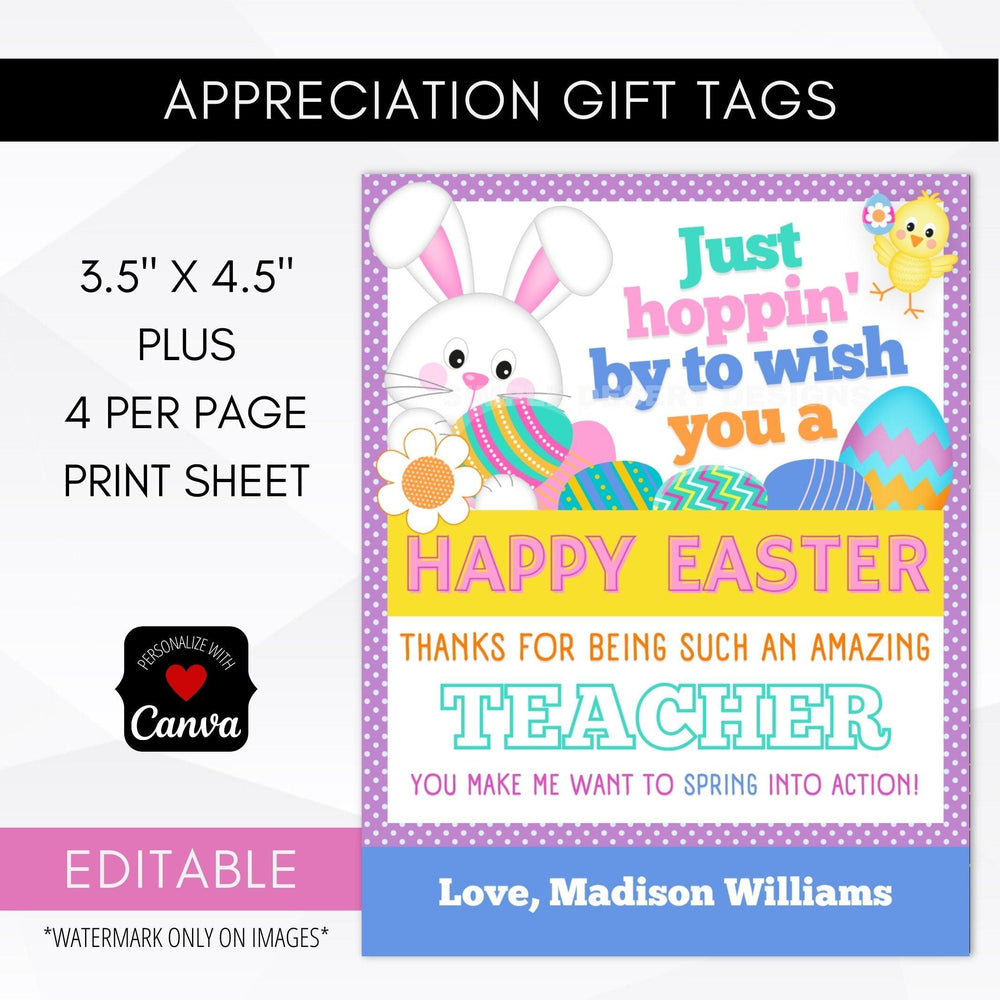 Easter Teacher Gift Tag Editable – Simple Desert Designs