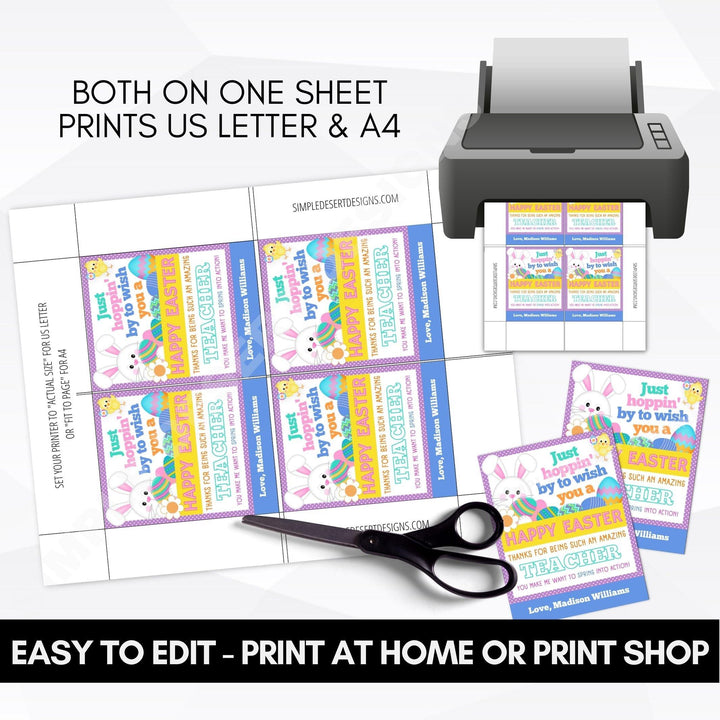 Easter Teacher Gift Tag Editable – Simple Desert Designs