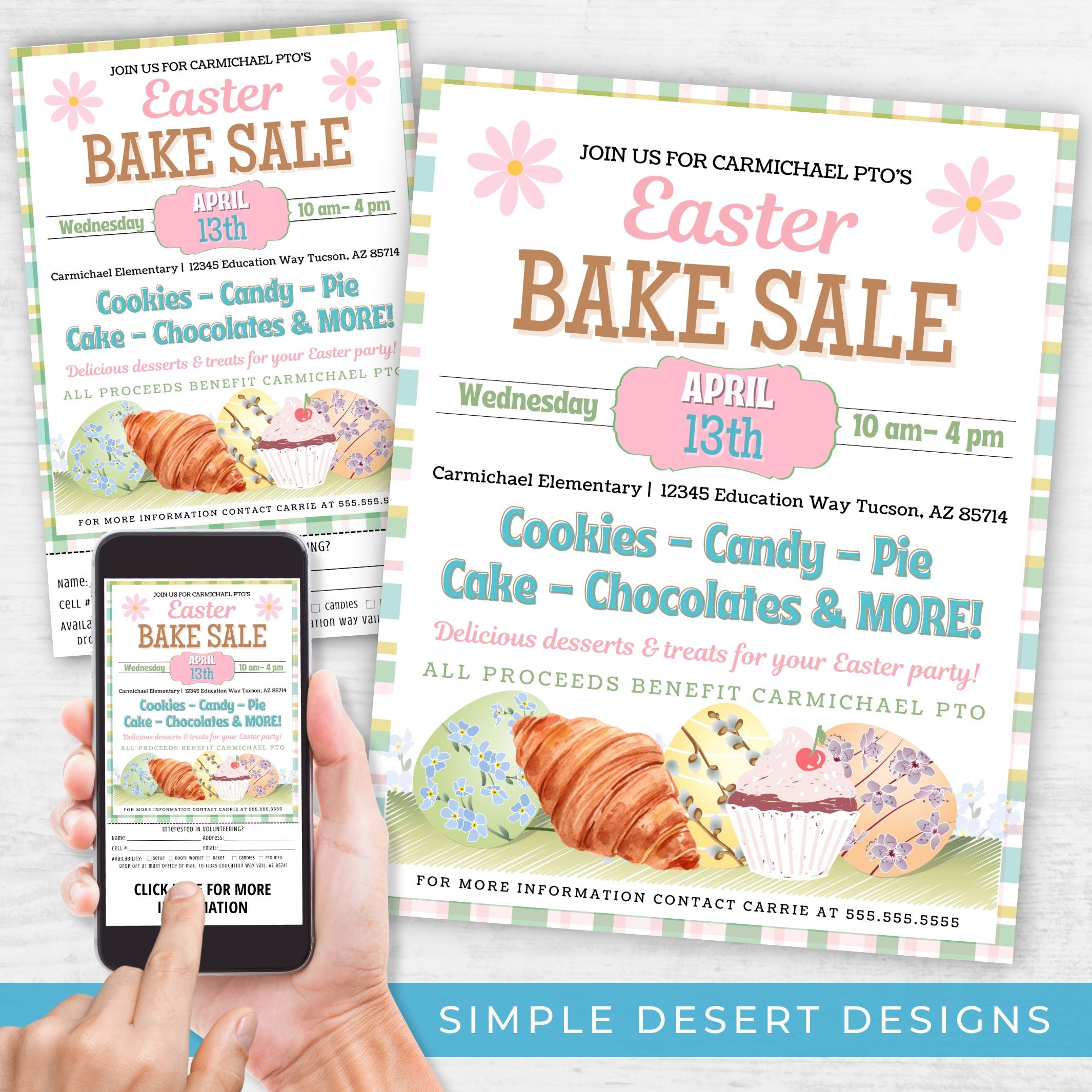Easter Bake Sale Flyer Set – Simple Desert Designs