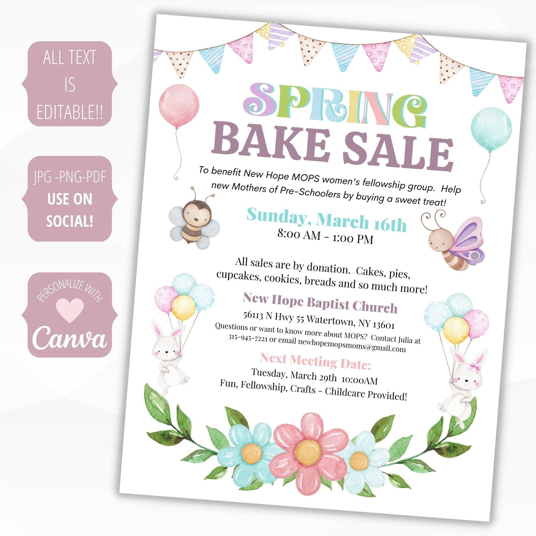 Spring Bake Sale Flyer Set - Simple Desert Designs
