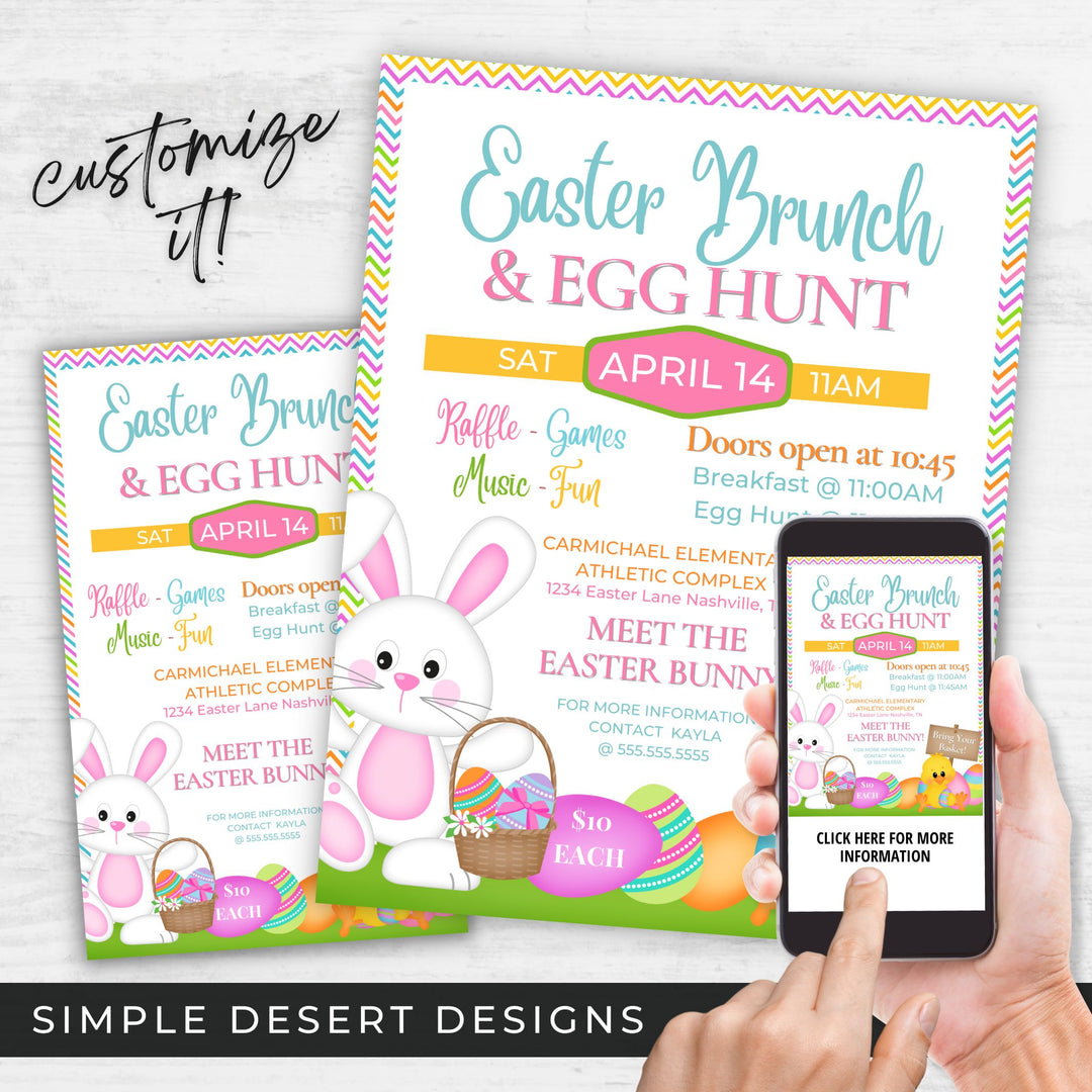 Easter Brunch Egg Hunt Flyer Set | Simple Desert Designs