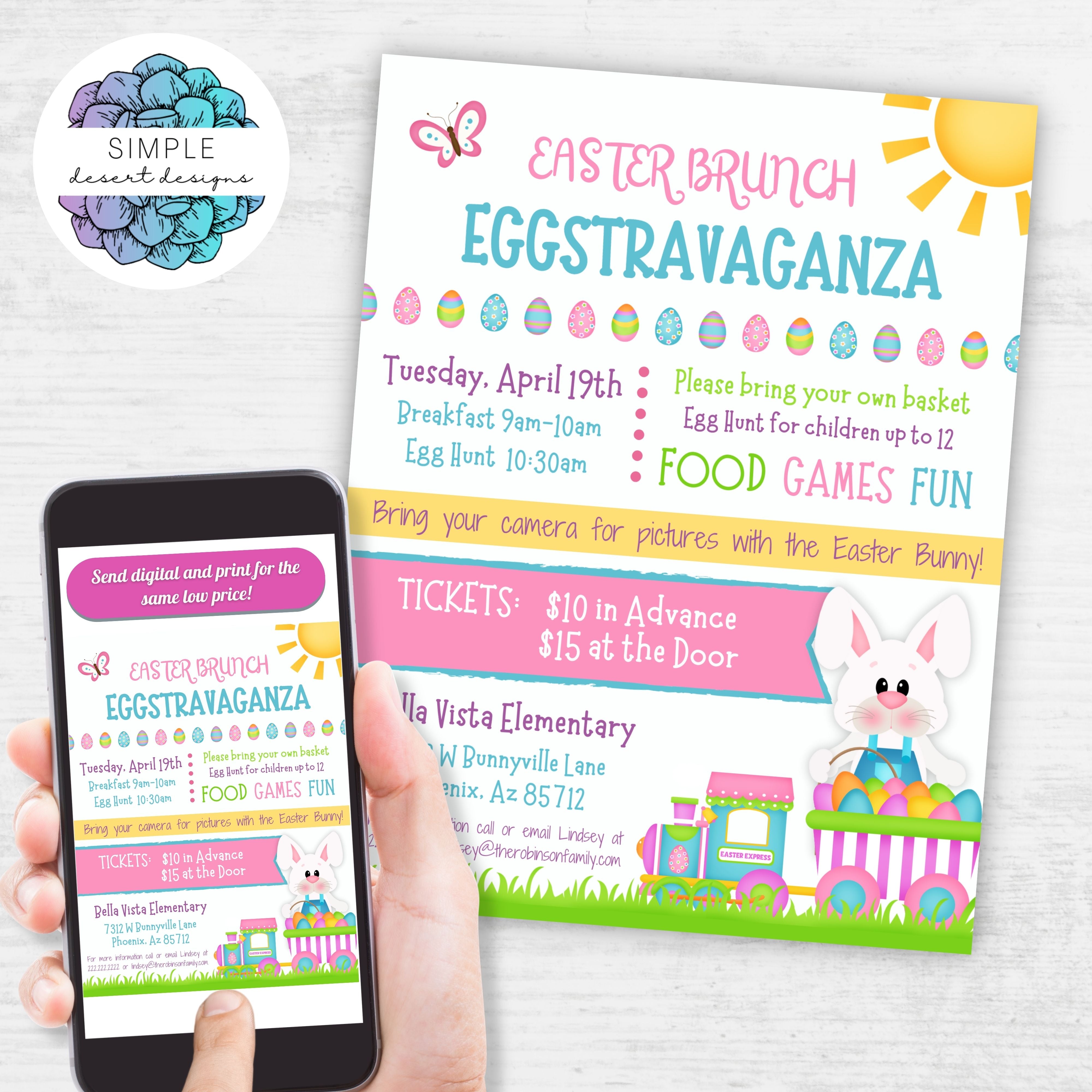 Easter Brunch Invitation Flyer Sign Set – Simple Desert Designs