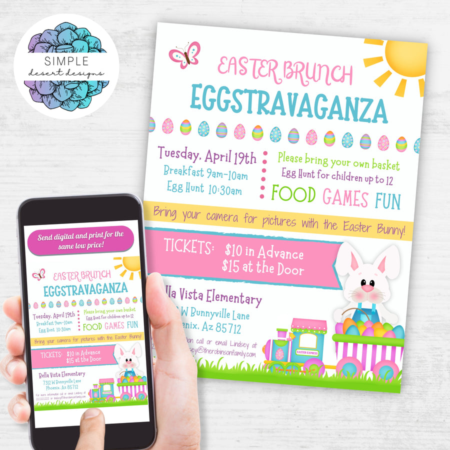 Easter Brunch Invitation Flyer Sign Set – Simple Desert Designs