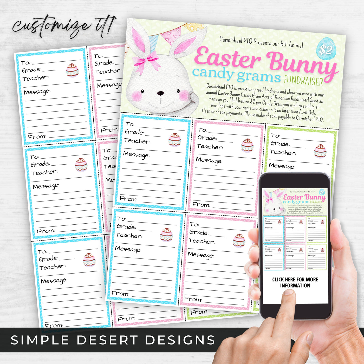 Easter Egged Bunny Candy Gram Template - Simple Desert Designs