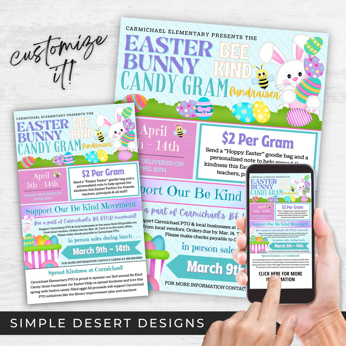 Easter Candy Gram Flyer Template - Simple Desert Designs