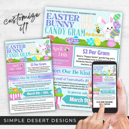Easter Bunny Candy Gram Fundraiser Flyers – Simple Desert Designs