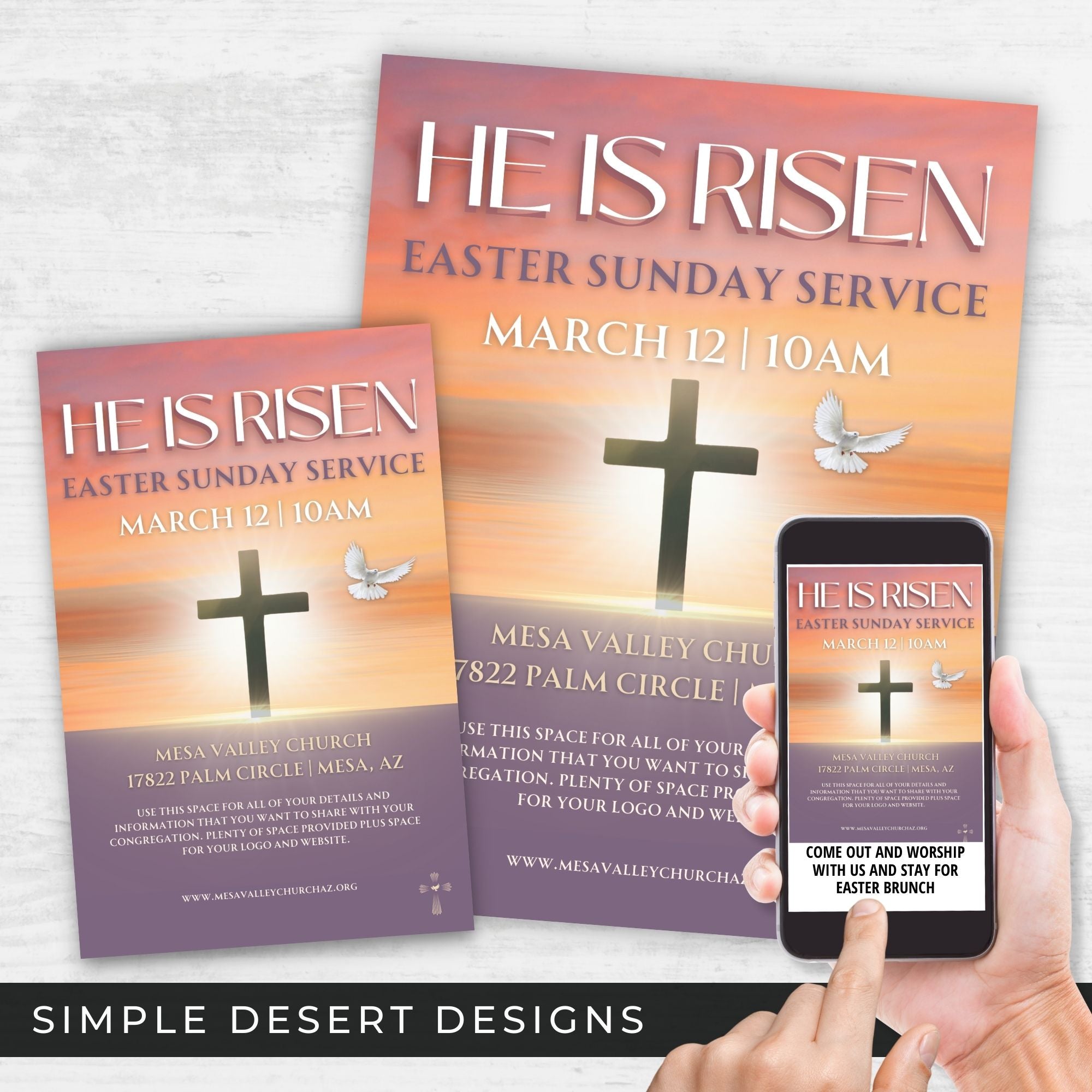 Easter Sunday Church Service Invitations – Simple Desert Designs