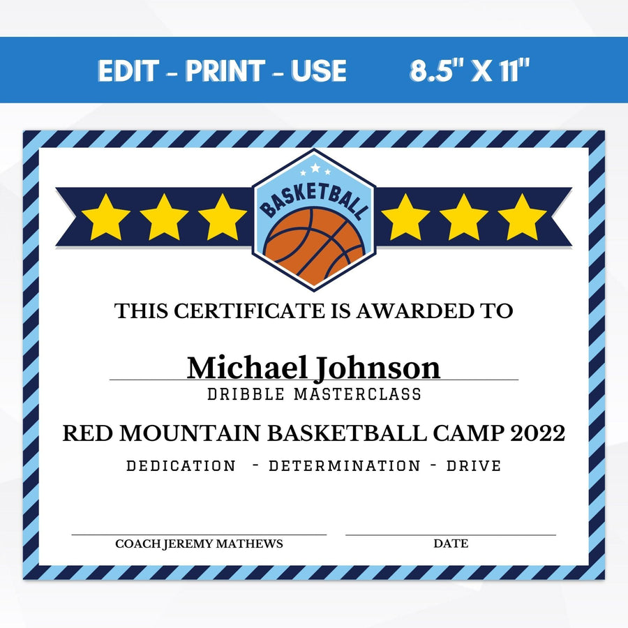 Editable Basketball End of Season Award – Simple Desert Designs
