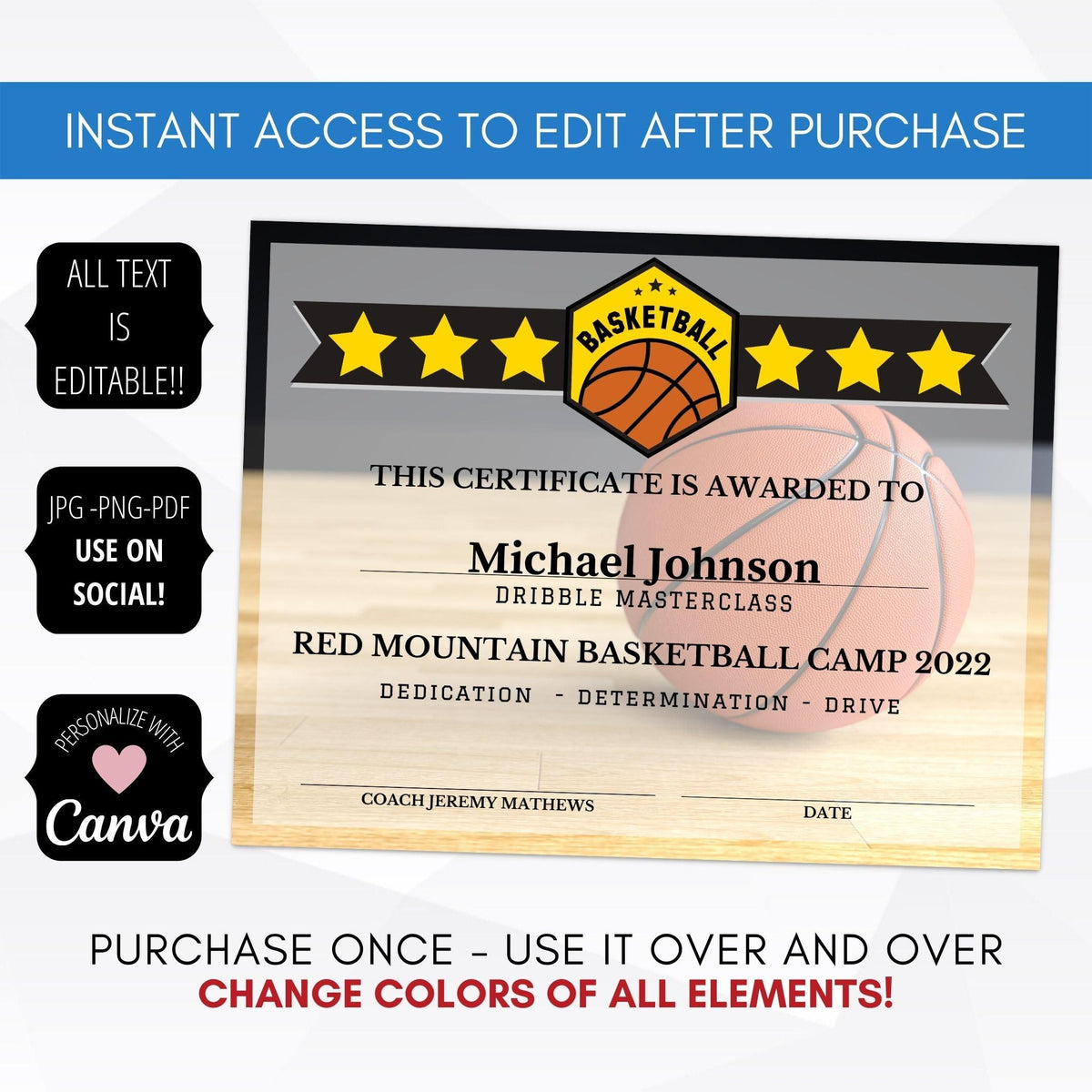 Editable Basketball Award Template - Simple Desert Designs