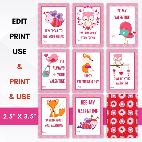 Editable Cute Animals Valentines Cards – Simple Desert Designs