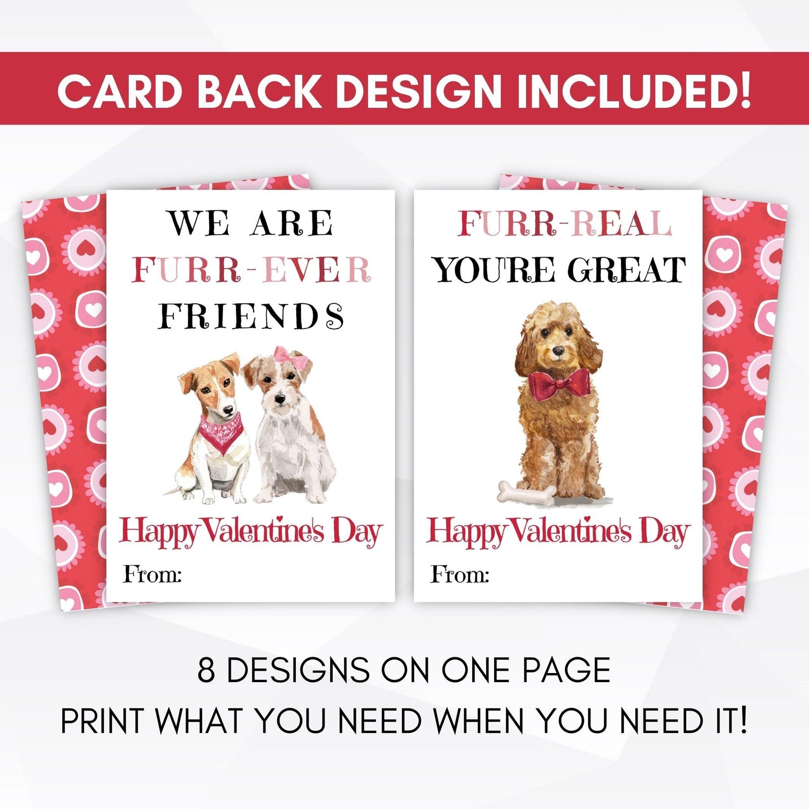 Editable Dog Valentine Cards - Simple Desert Designs