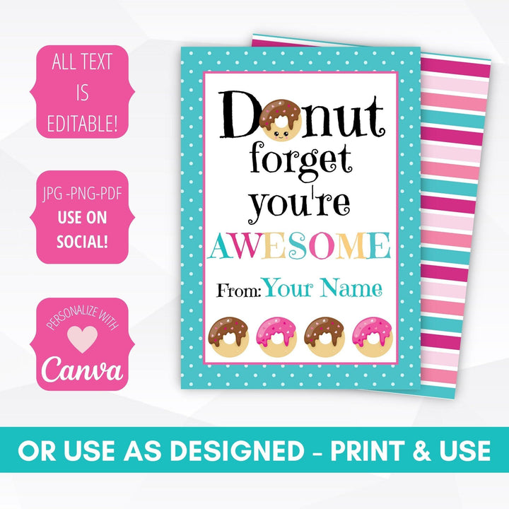 Editable Donut Classroom Valentines Cards – Simple Desert Designs