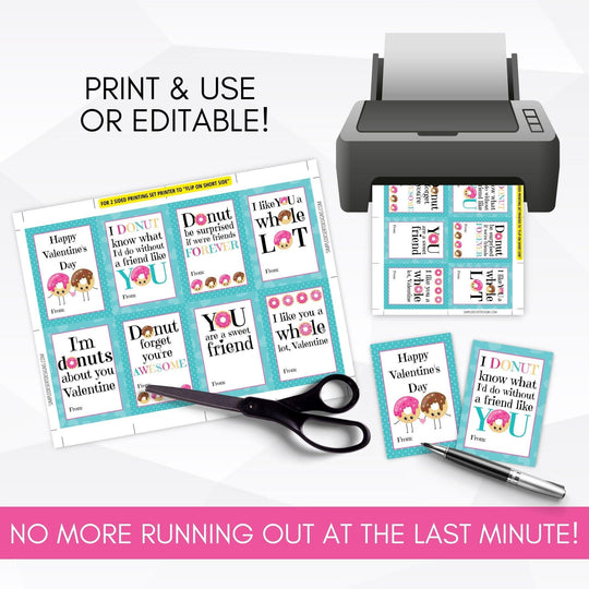 Editable Donut Classroom Valentines Cards – Simple Desert Designs