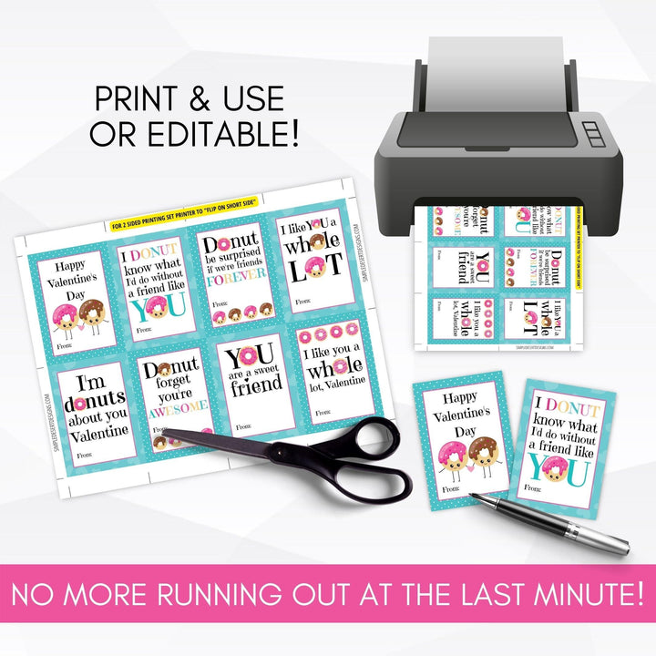 Editable Donut Classroom Valentines Cards – Simple Desert Designs