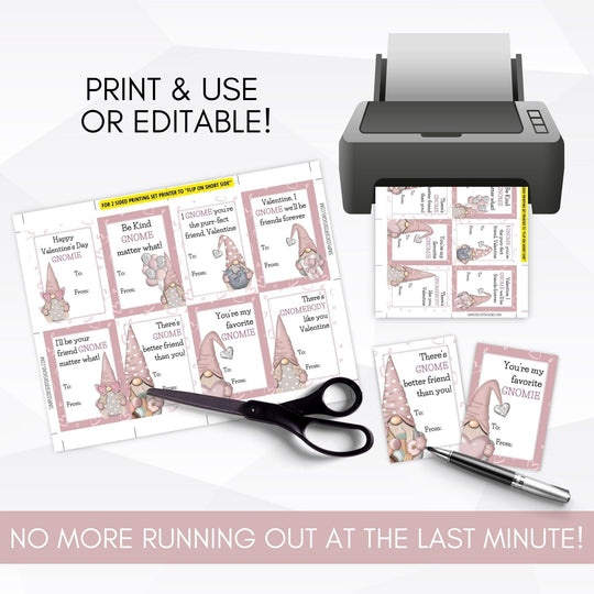 Editable Gnome Classroom Valentines Cards – Simple Desert Designs