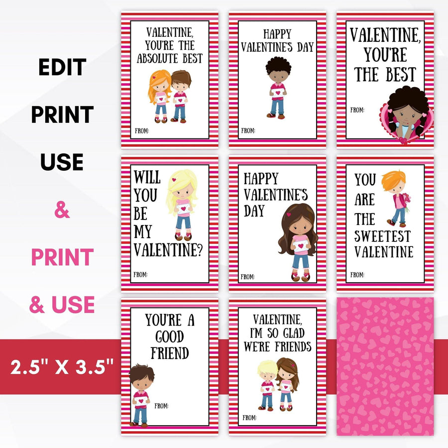 Editable Kids Classroom Valentines Cards – Simple Desert Designs