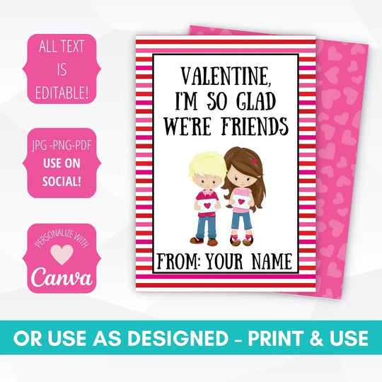 Editable Kids Classroom Valentines Cards – Simple Desert Designs