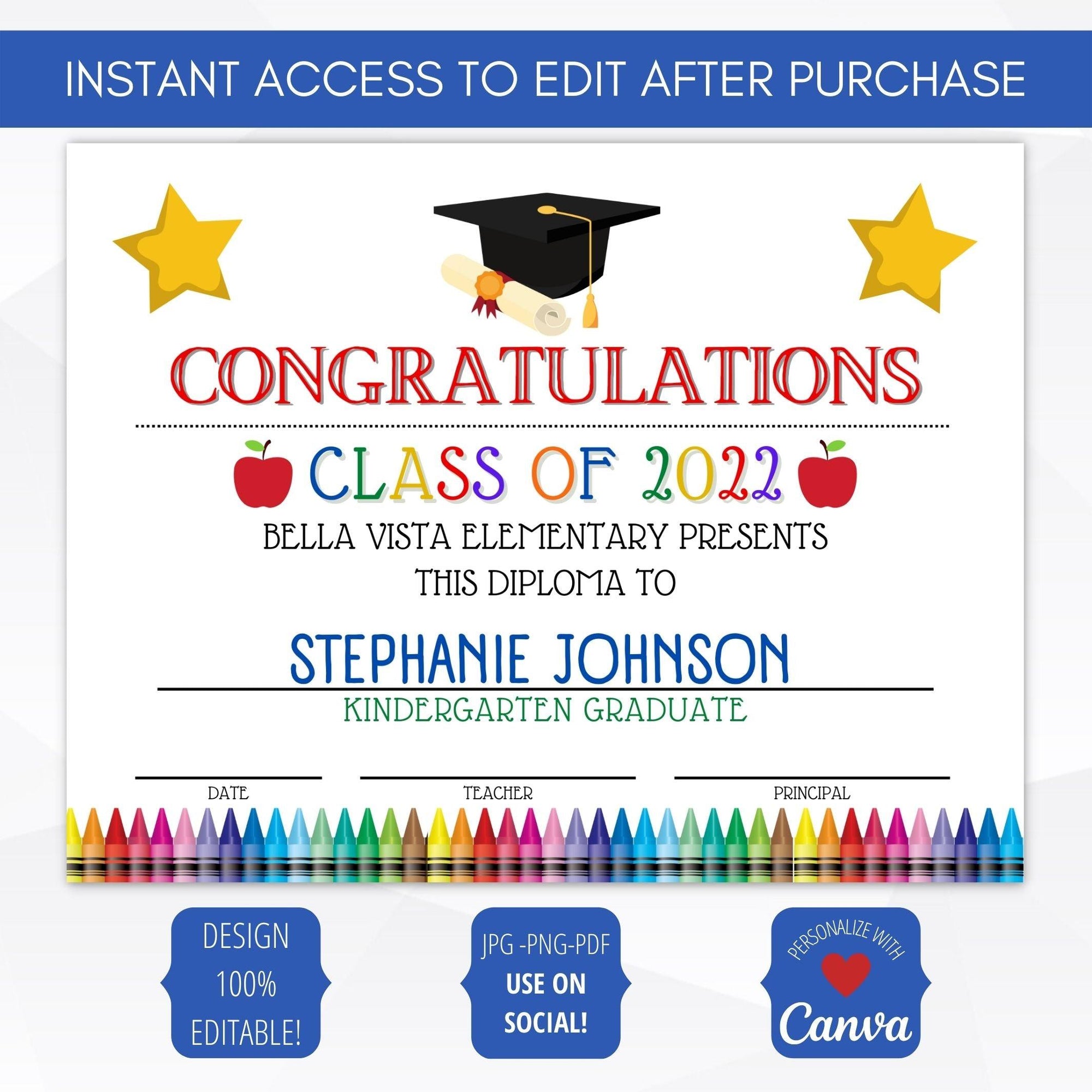 Kindergarten Graduation Certificate Template - Simple Desert Designs
