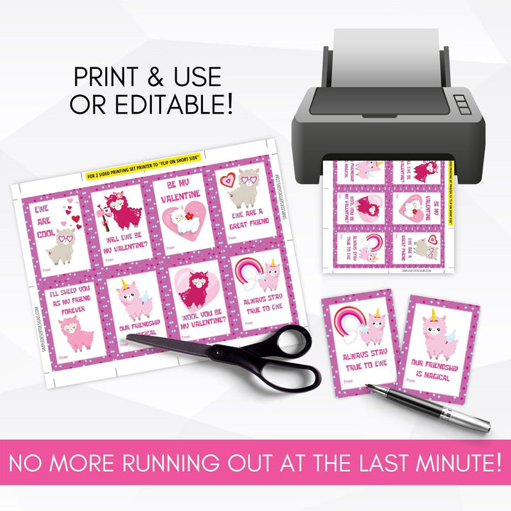 Editable Sheep Classroom Valentines Cards – Simple Desert Designs