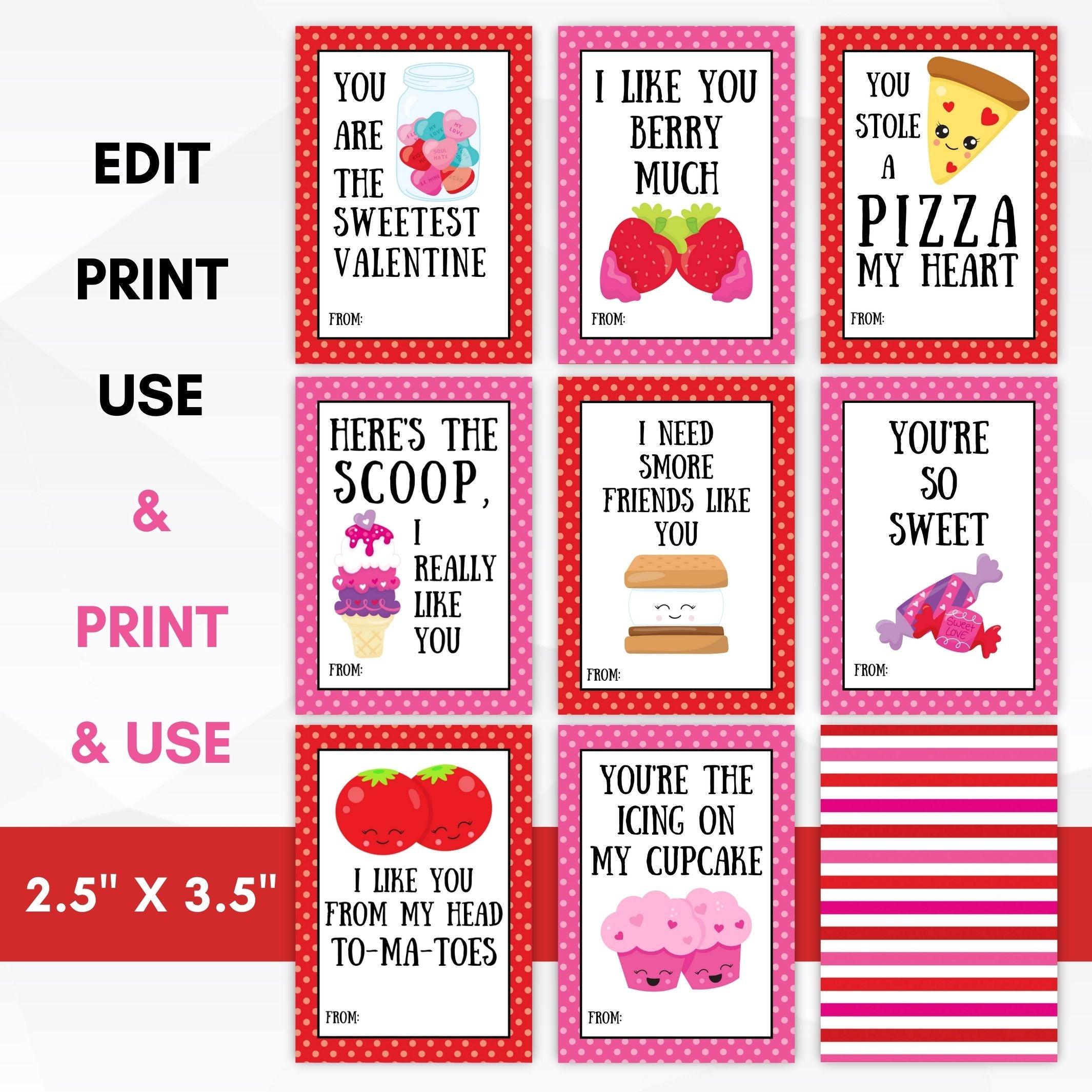Editable Sweet Treats Valentines Cards – Simple Desert Designs