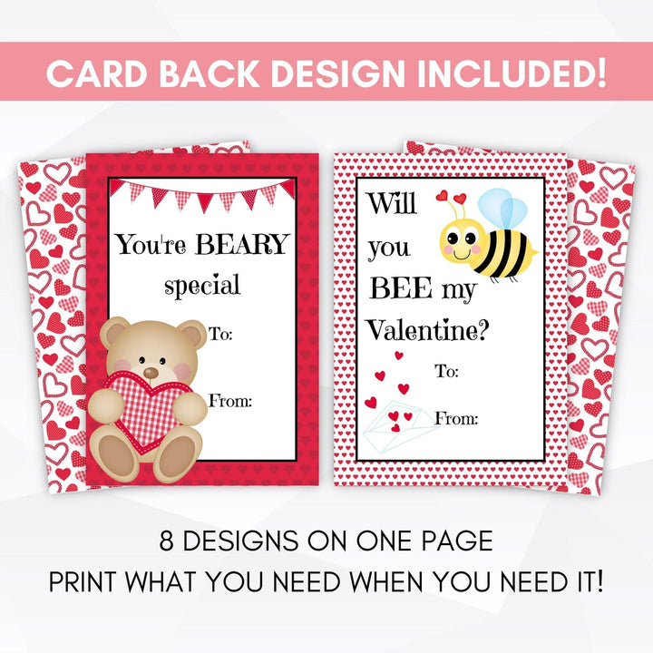 Editable Teddy Bears & Bees Valentines – Simple Desert Designs