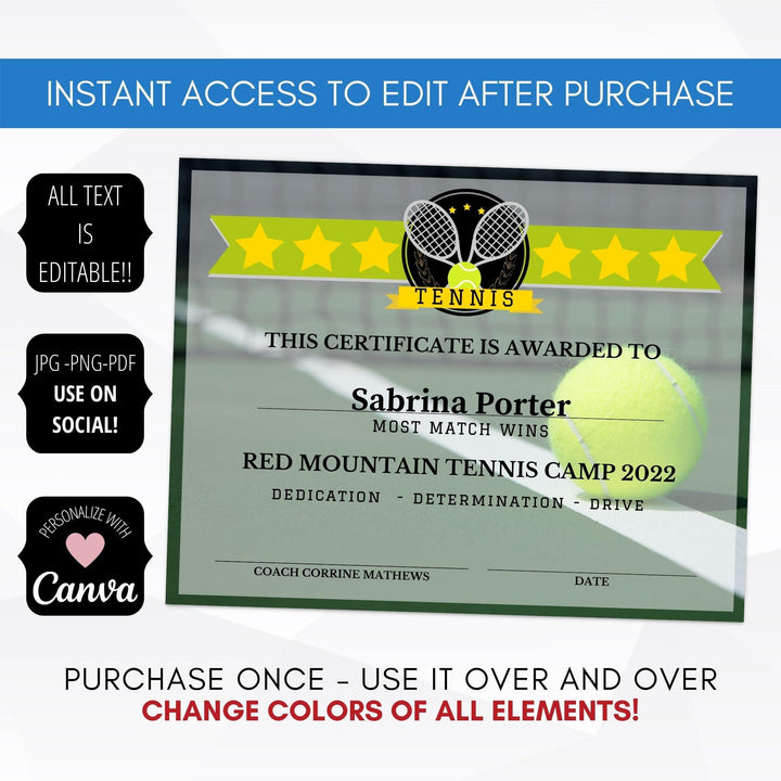 Tennis Award Certificates Template – Simple Desert Designs