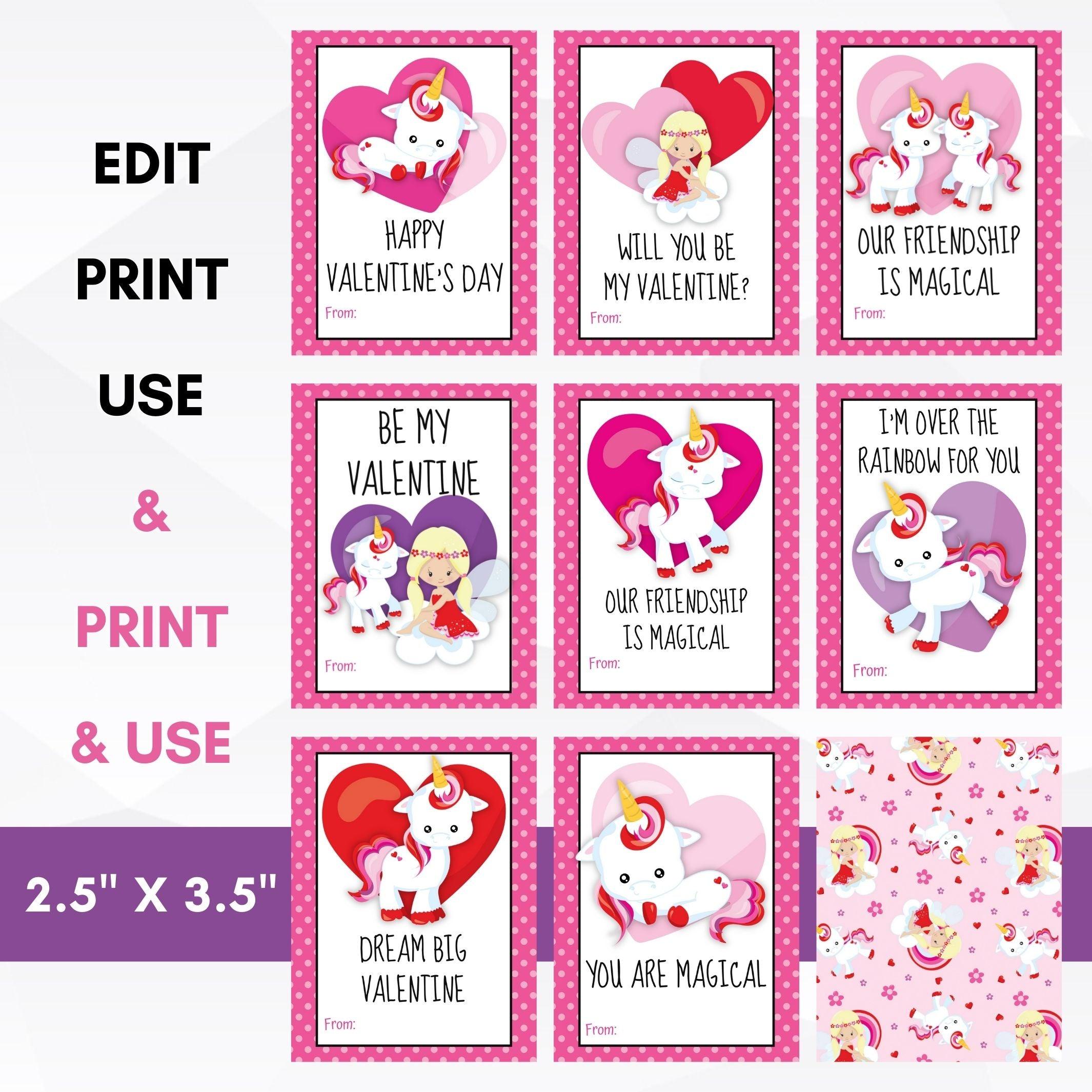 Editable Unicorn Class Valentines Cards – Simple Desert Designs