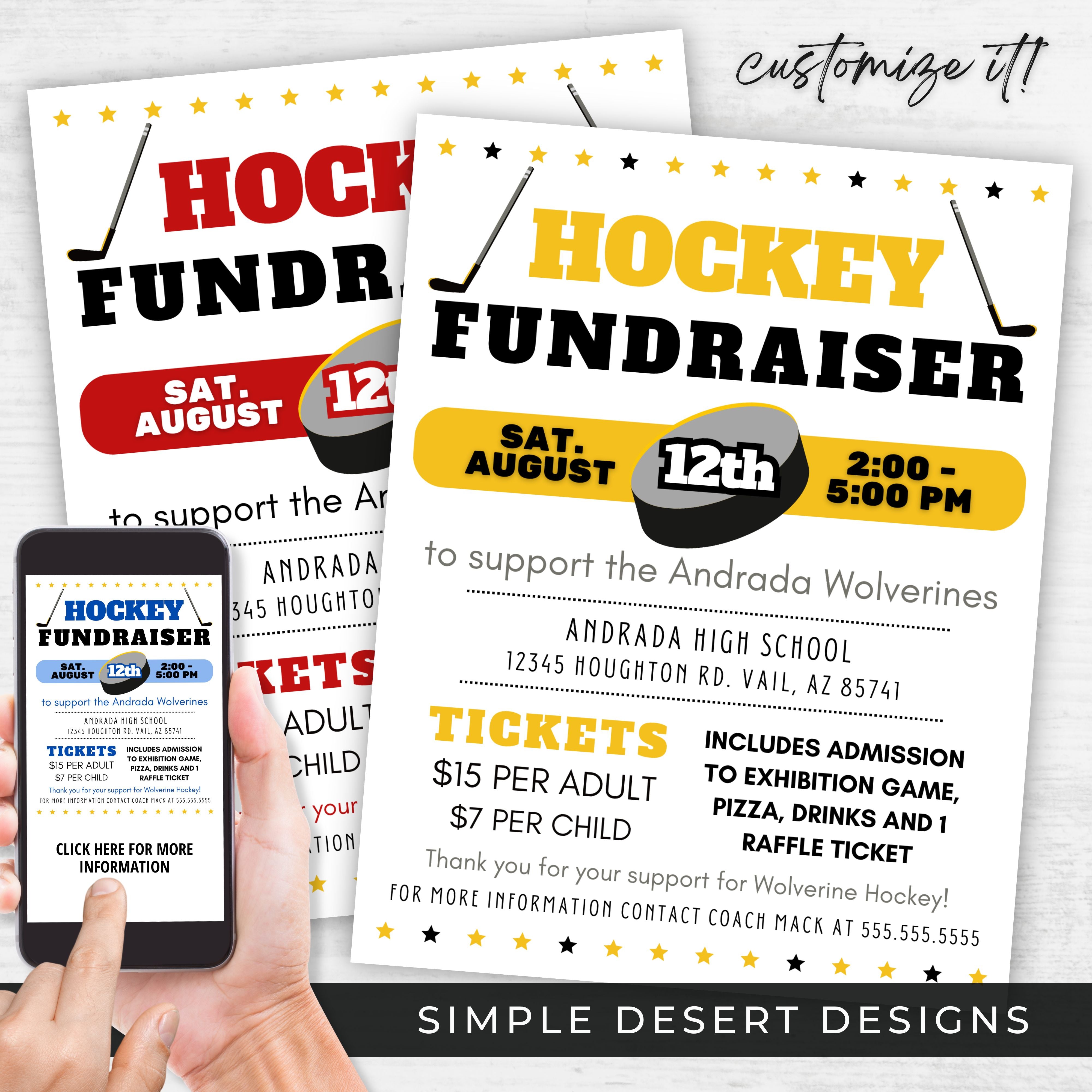 Editable Hockey Fundraiser Flyer – Simple Desert Designs