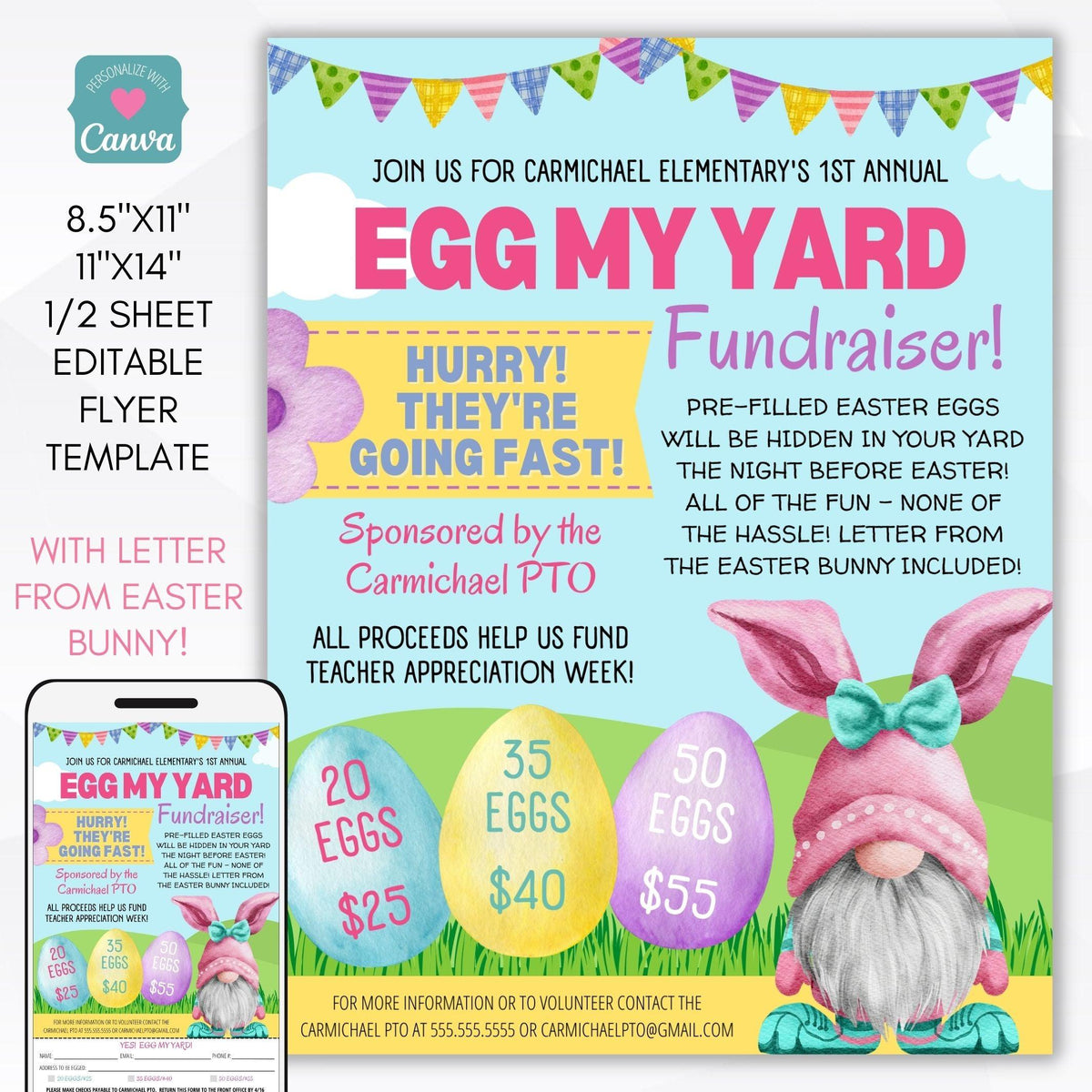 Easter Egg My Yard Fundraiser Flyer Set - Simple Desert Designs