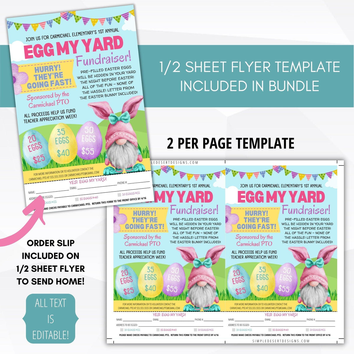 Easter Egg My Yard Fundraiser Flyer Set - Simple Desert Designs