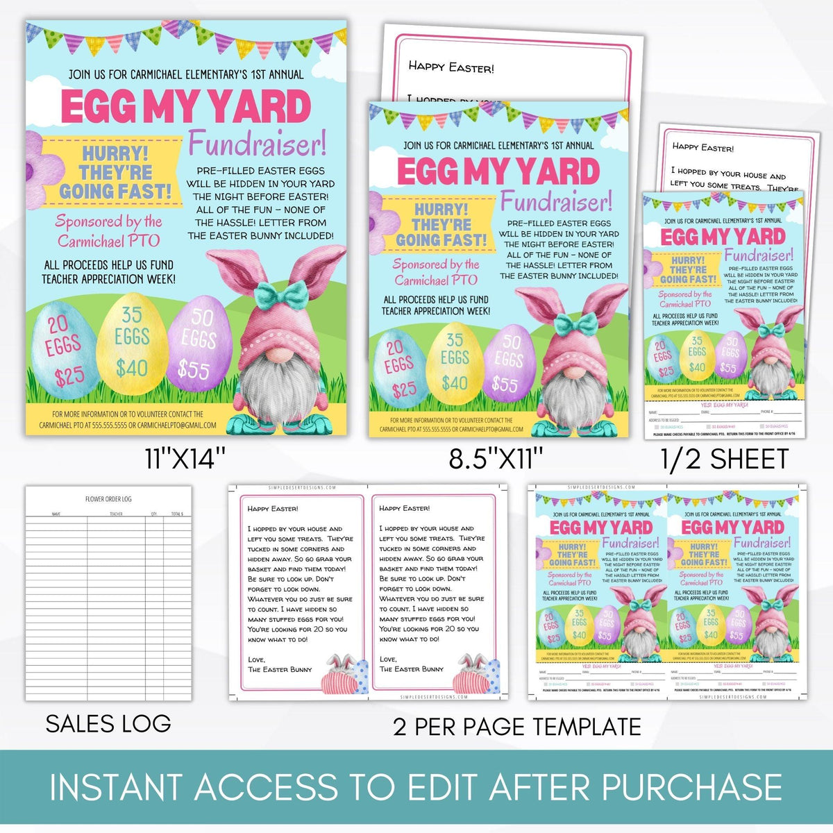 Easter Egg My Yard Fundraiser Flyer Set - Simple Desert Designs