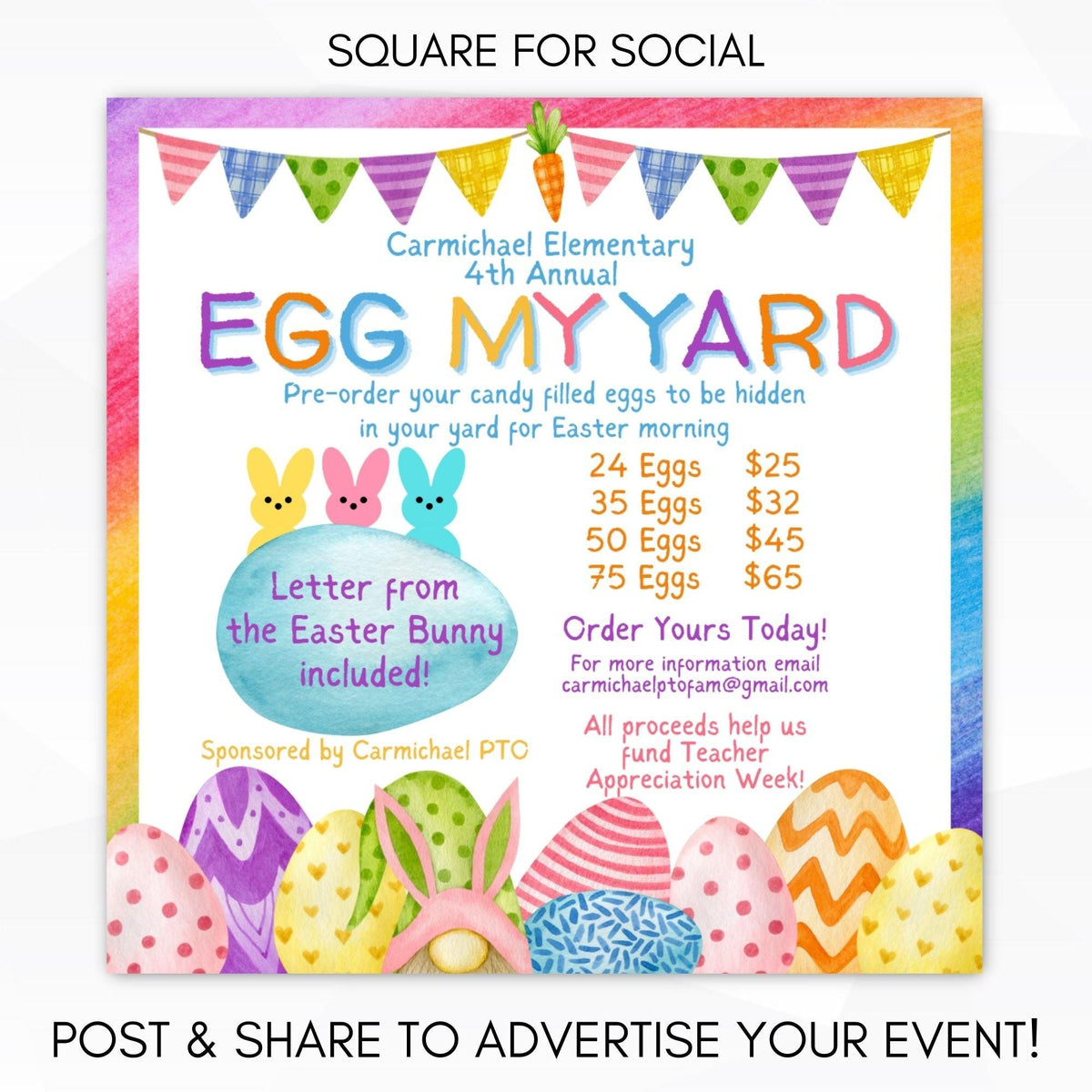 Egg My Yard Fundraiser Flyer Template - Simple Desert Designs